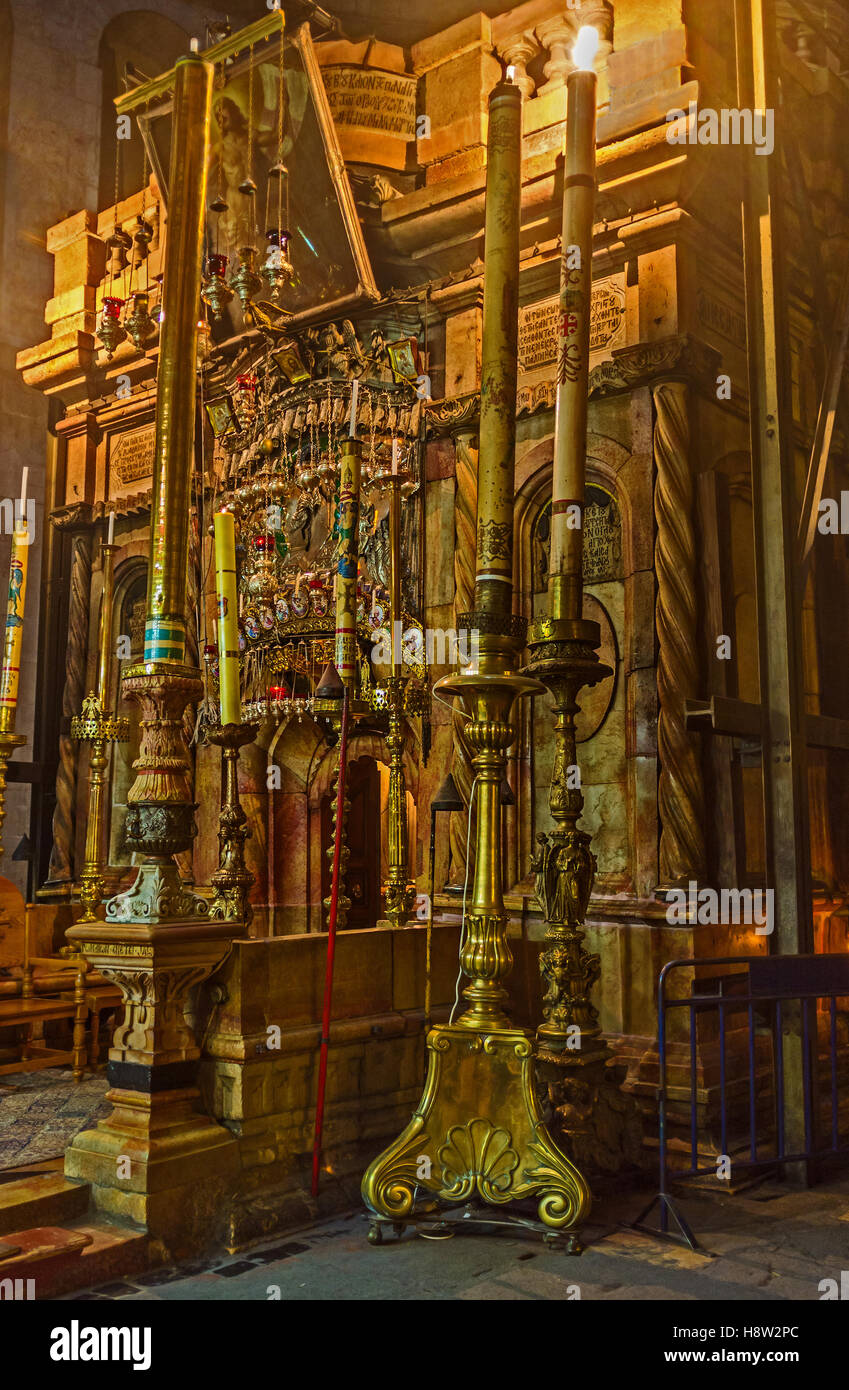 The candlesticks of the different religious communities in front of ...