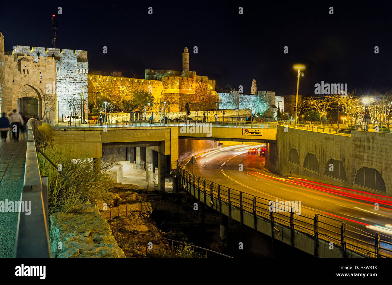 The David's fortress in the bright evening illumination with the ...