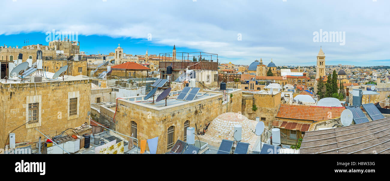 The medieval roofs of the stone houses in Armenian Quarter with the ...