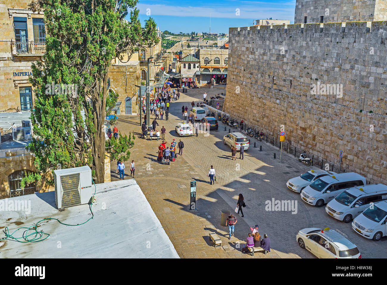 The pleasant walk on the ramparts of the old city, Jerusalem Stock ...