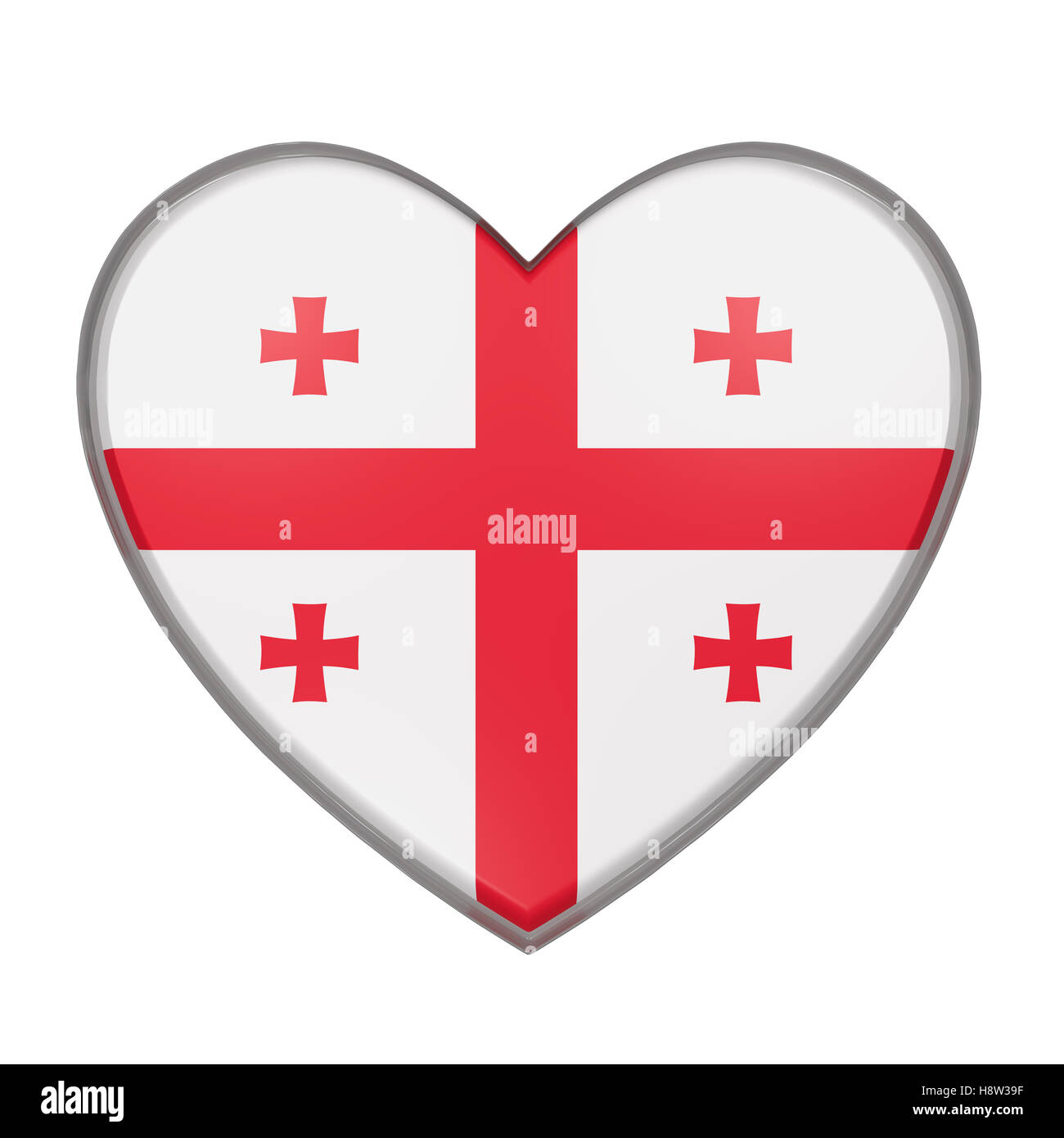 3d rendering of a Georgia flag on a heart. White background Stock Photo ...