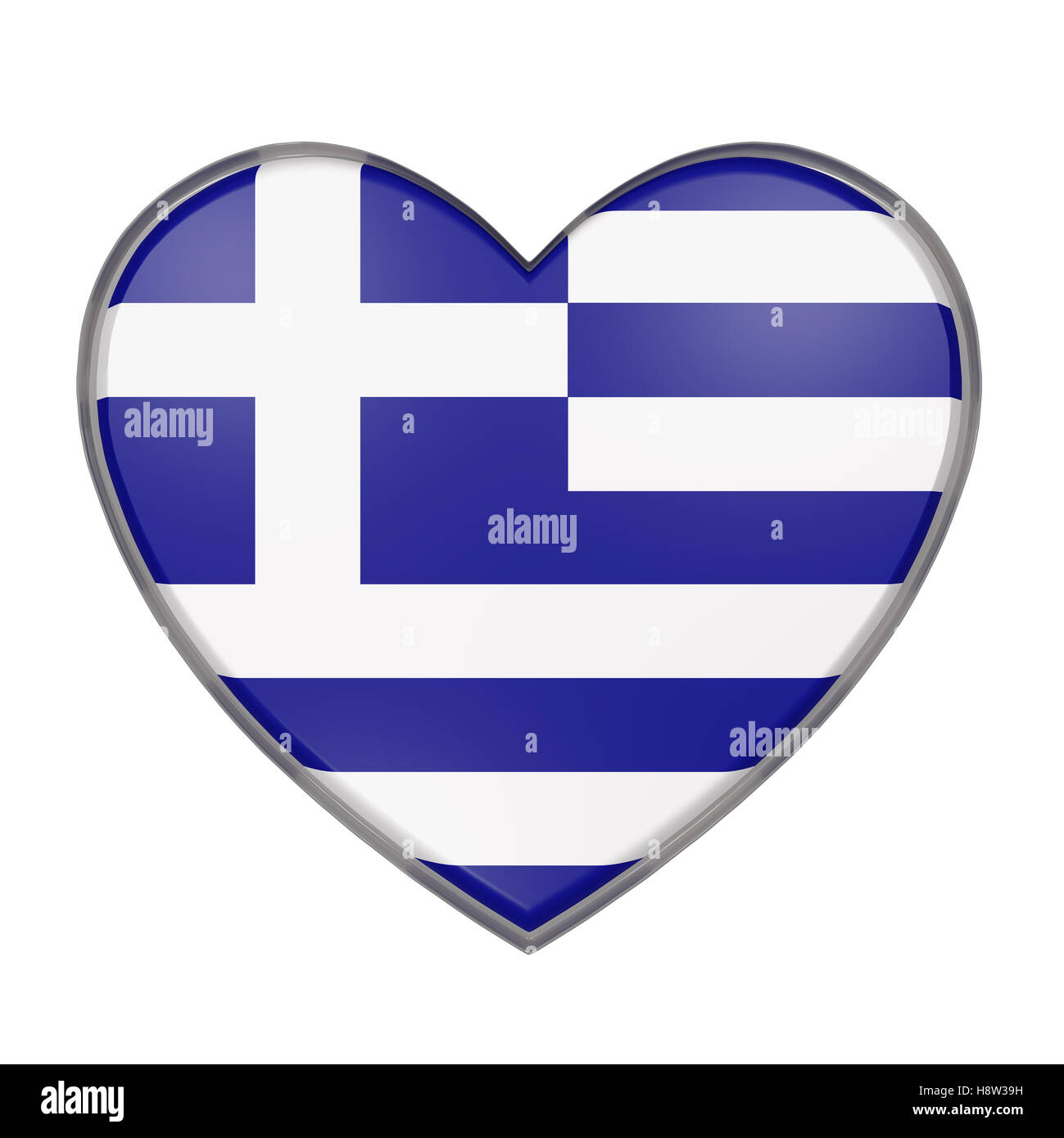 3d rendering of a Greece flag on a heart. White background Stock Photo ...