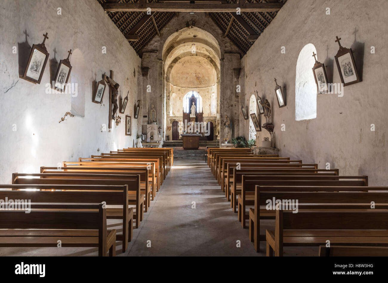 Cross inside old church hi-res stock photography and images - Alamy