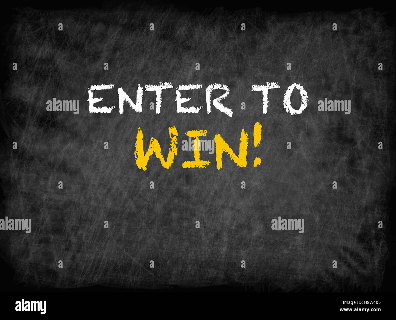 Enter to win - text on chalkboard Stock Photo - Alamy