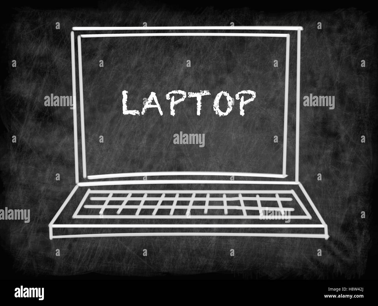 Laptop drawn with chalk on chalkboard Stock Photo - Alamy
