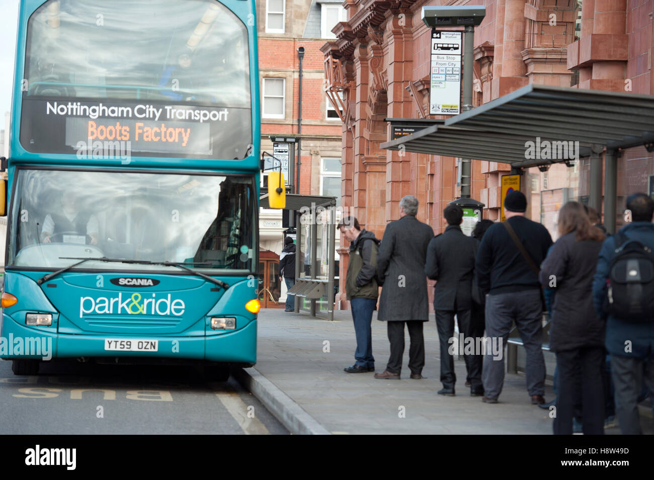 Bus Stop Passenger Getting On Bus City Centre High Resolution Stock ...