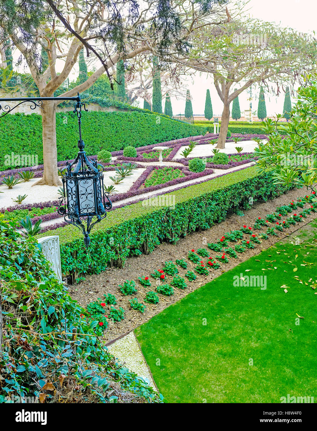 The view on the scenic landscaping of Bahai Garden, Haifa, Israel Stock ...