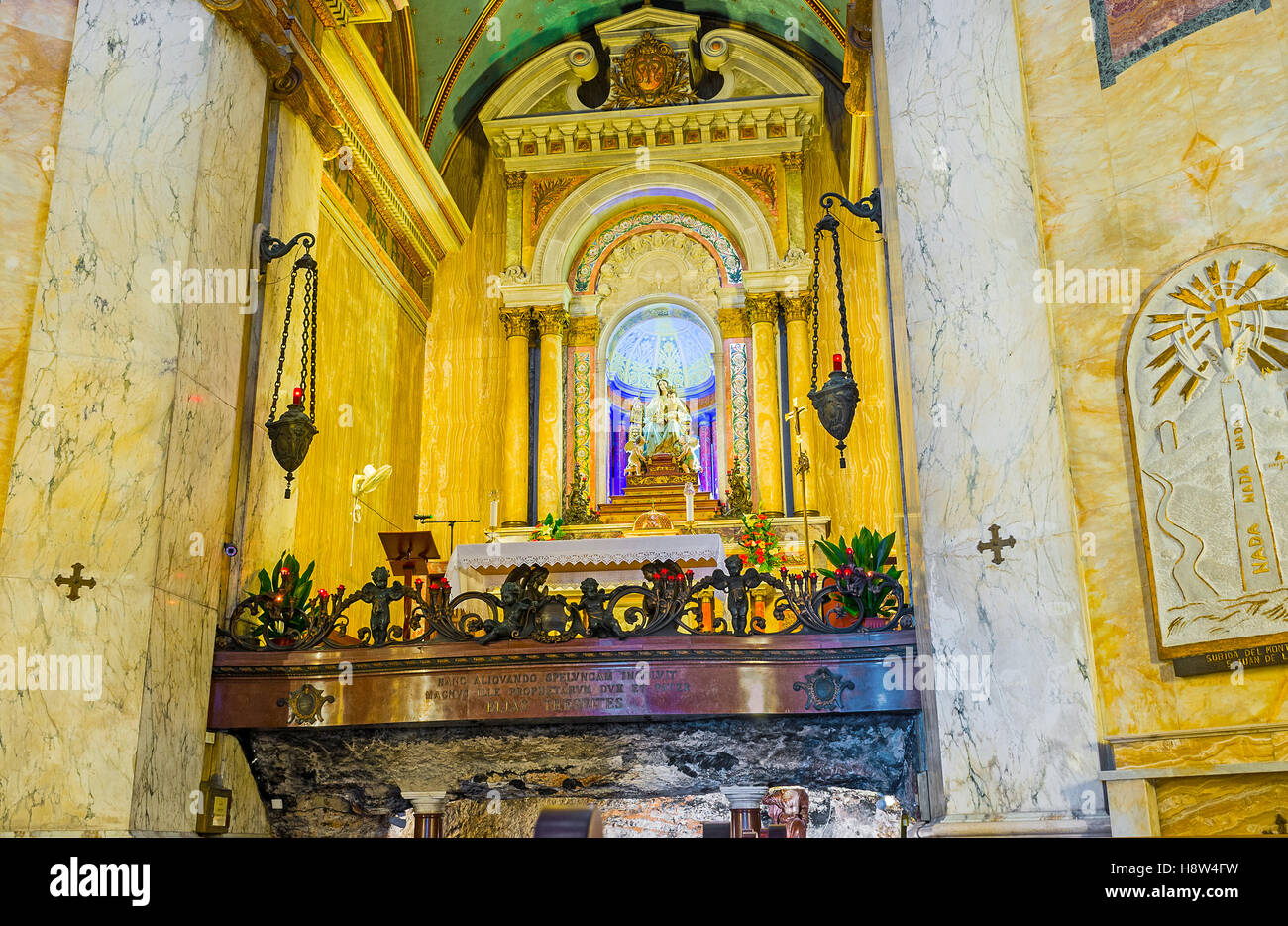 The altar of Stella Maris Monastery, located on the Carmel Mount Stock ...
