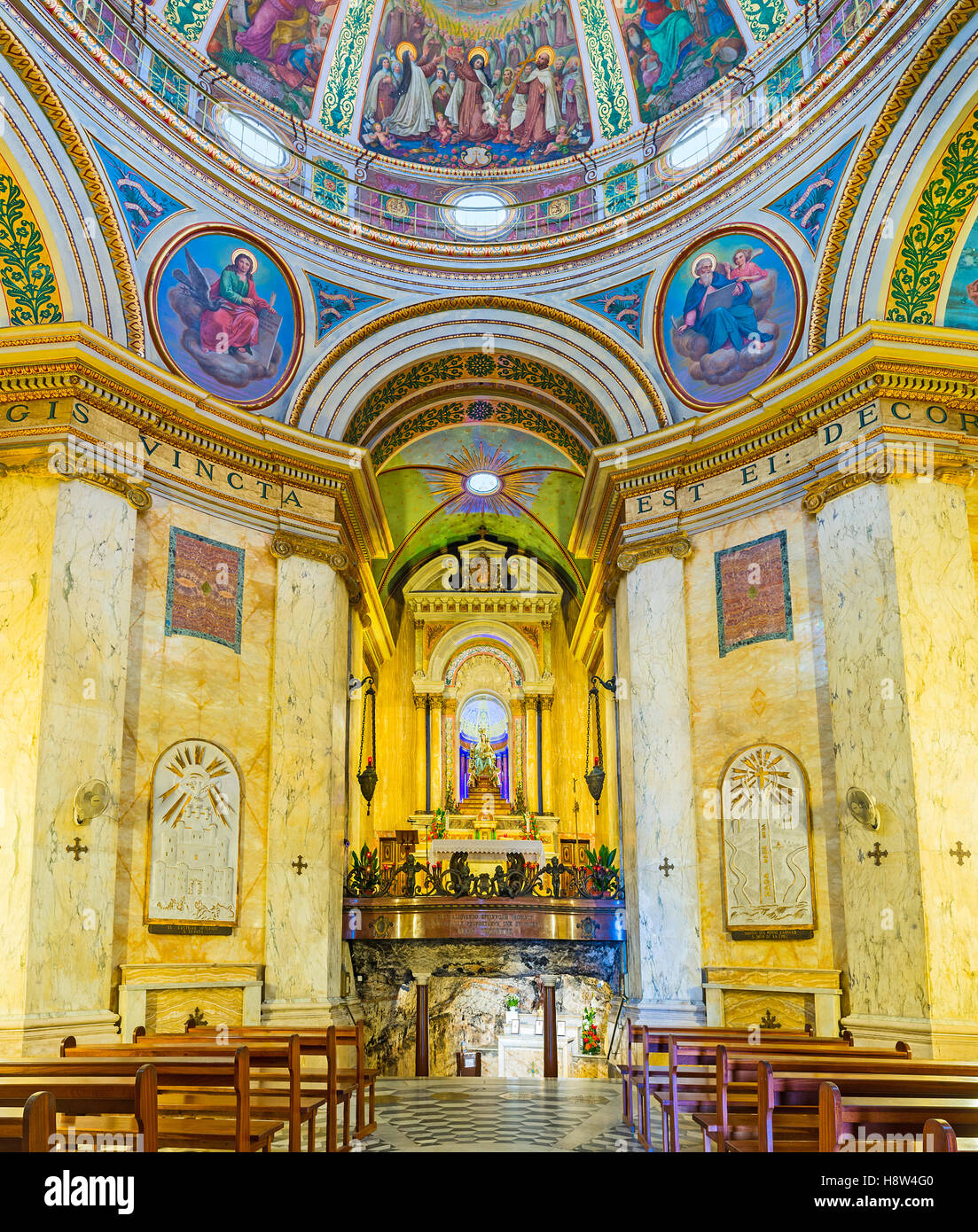 The prayer hall of Stella Maris Monastery, located on the Carmel Mount ...