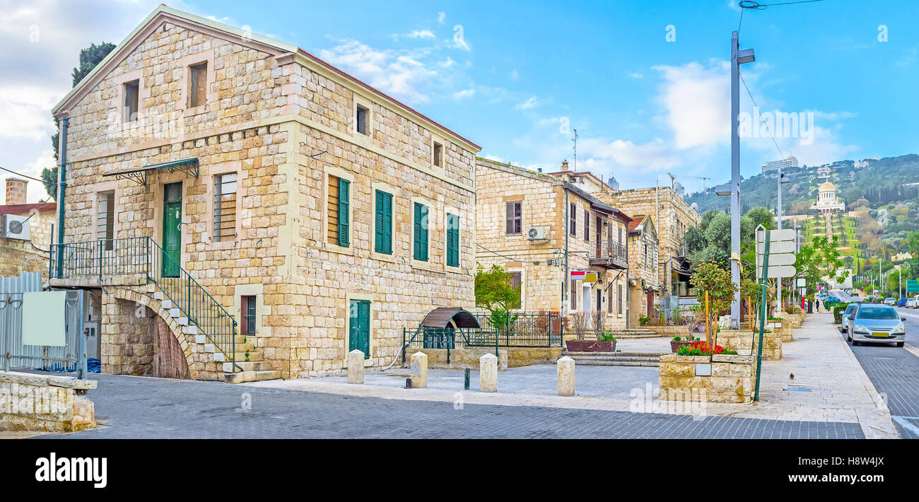 The small stone houses of German Colony located on the both sides of ...