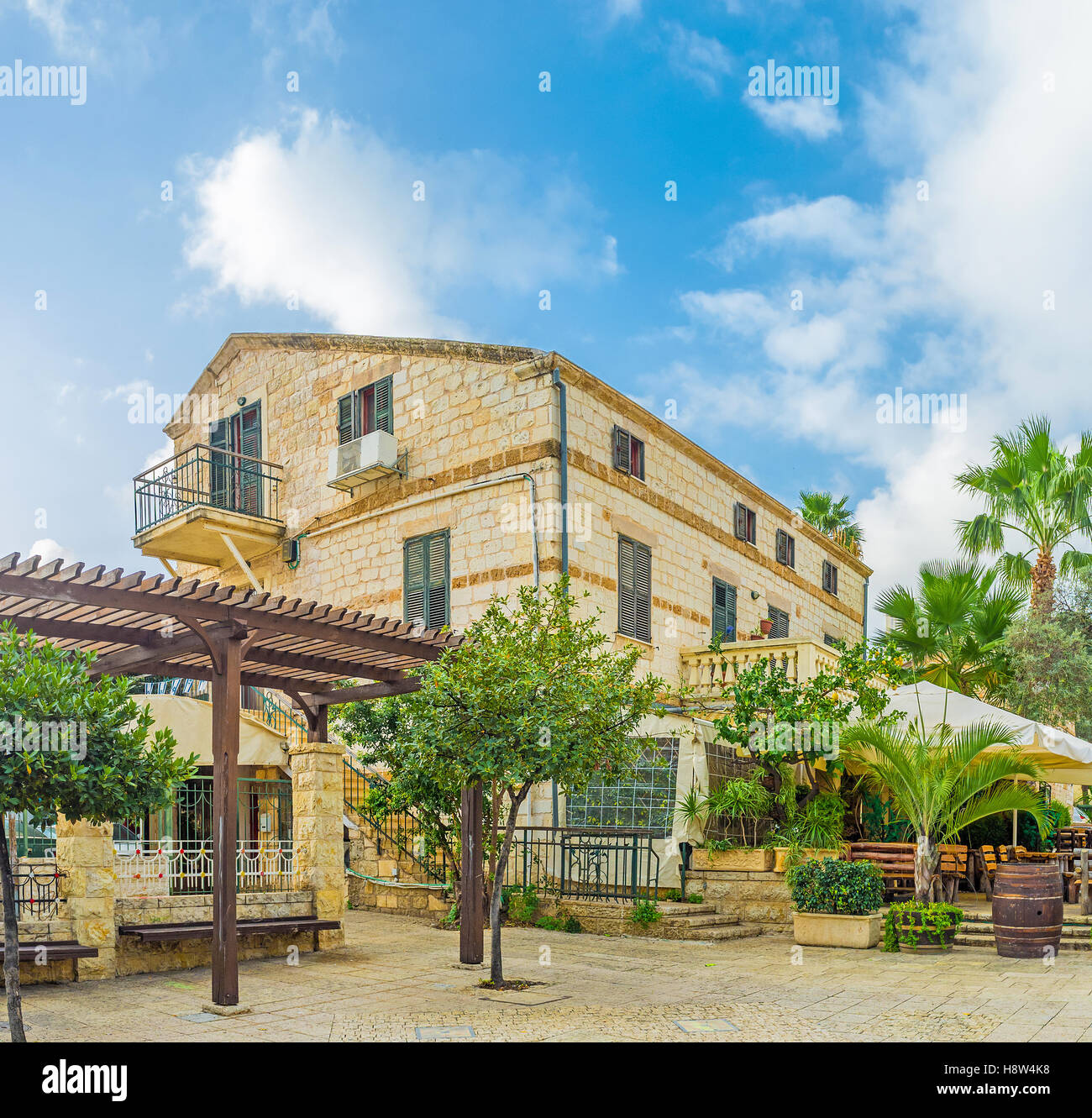 The stone cottages of the German Colony surrounded with the tiny ...