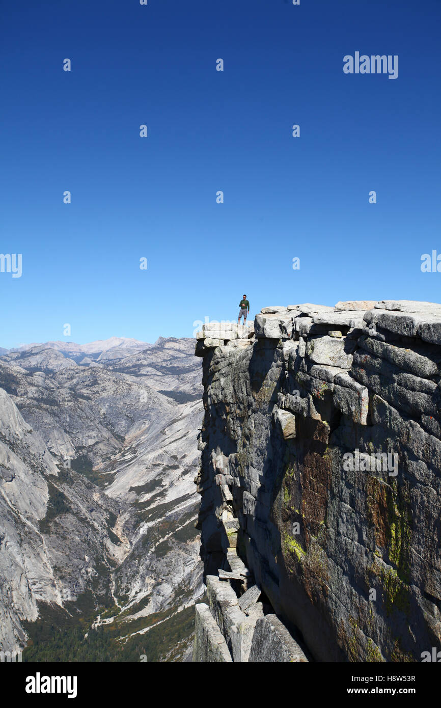 Climbing Half Dome rock at Yosemite national Park, California USA Stock ...