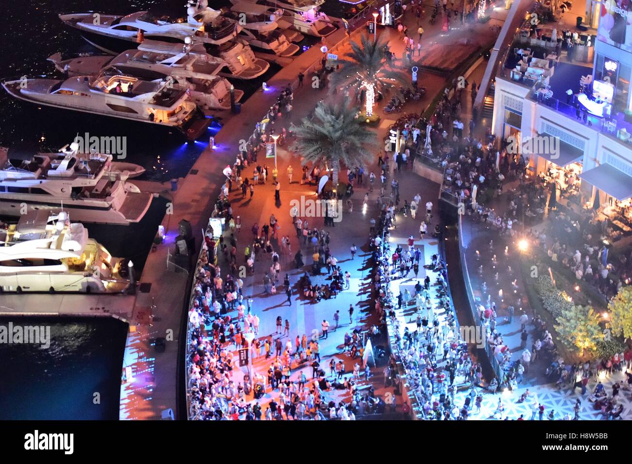 Dubai Marina at night one of the most visited locations in Dubai, UAE ...