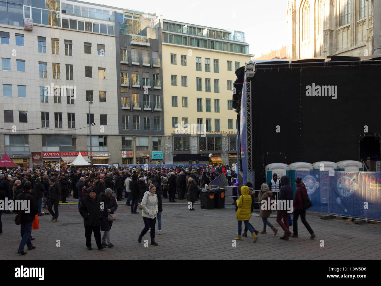 VIENNA, AUSTRIA - DECEMBER 31 2015: people around Stephansplatz in ... VIENNA, AUSTRIA - DECEMBER 31 2015: people around Stephansplatz in ...