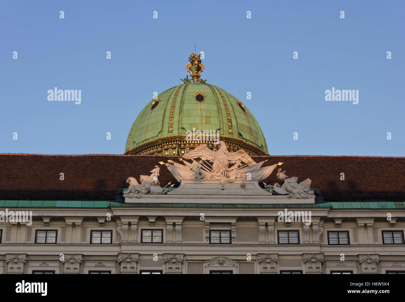 VIENNA, AUSTRIA - DECEMBER 31 2015: Architectural close up of the dome ...