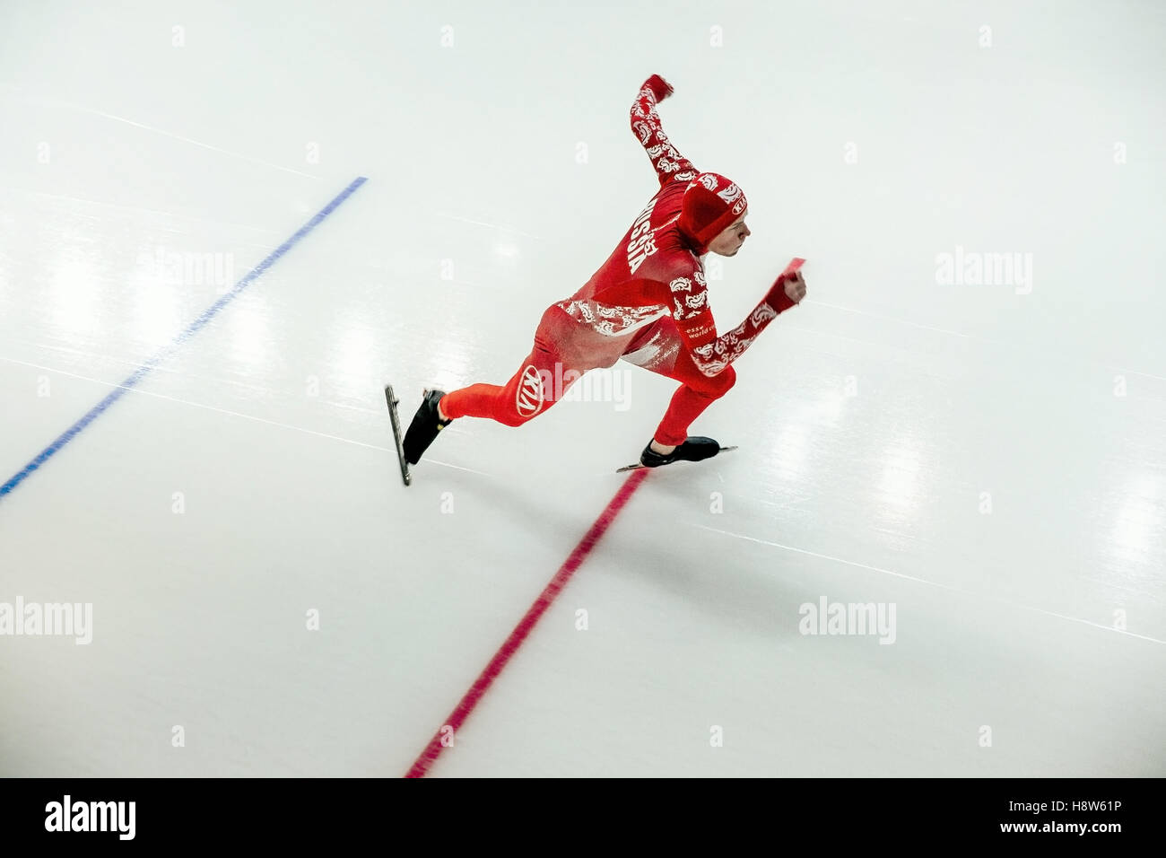 explosive start man athlete speed skater during Cup in speed skating ...