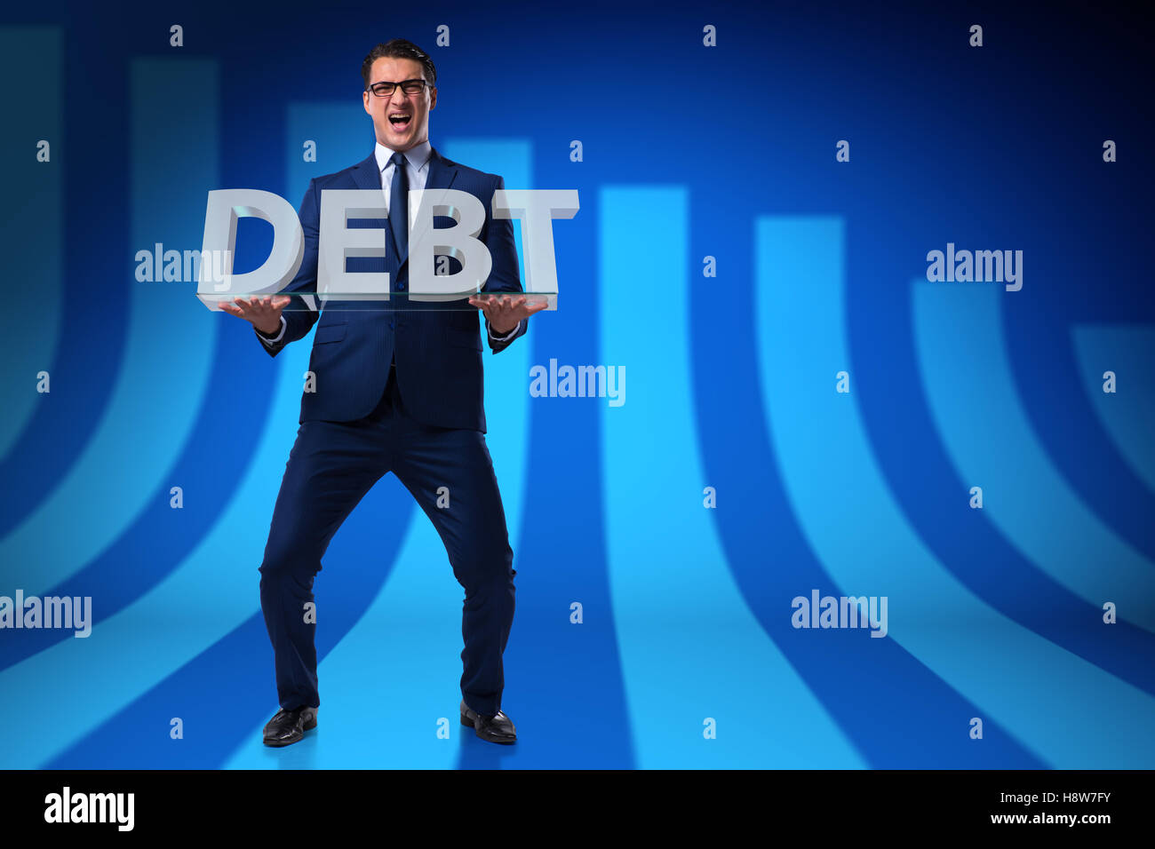 Man struggling with high debt Stock Photo - Alamy