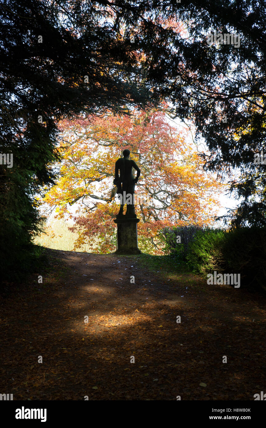 Statue of Apollo in autumn at Rousham House and Garden, Oxfordshire ...