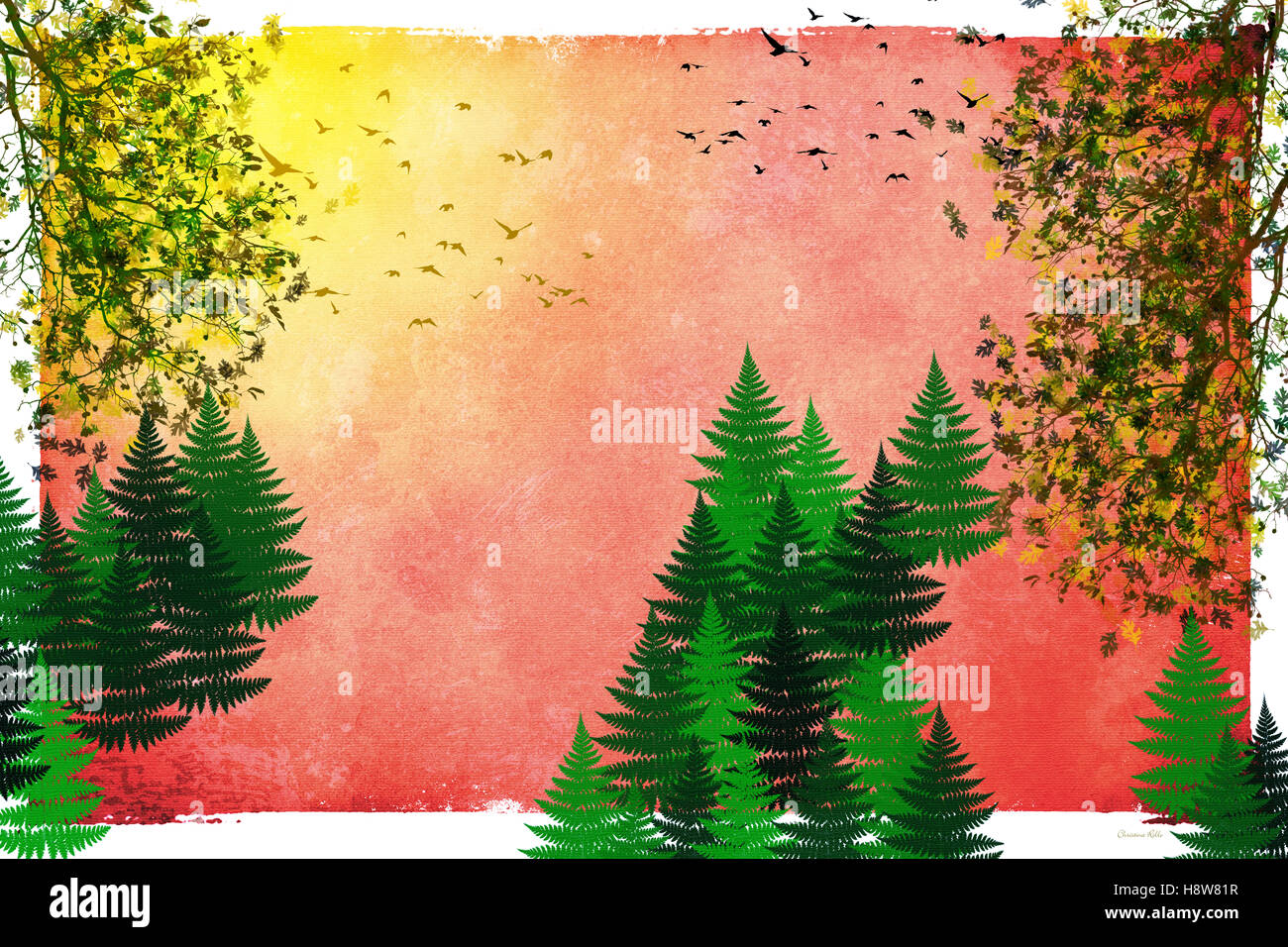 Fall scenic landscape artwork illustration Stock Photo - Alamy