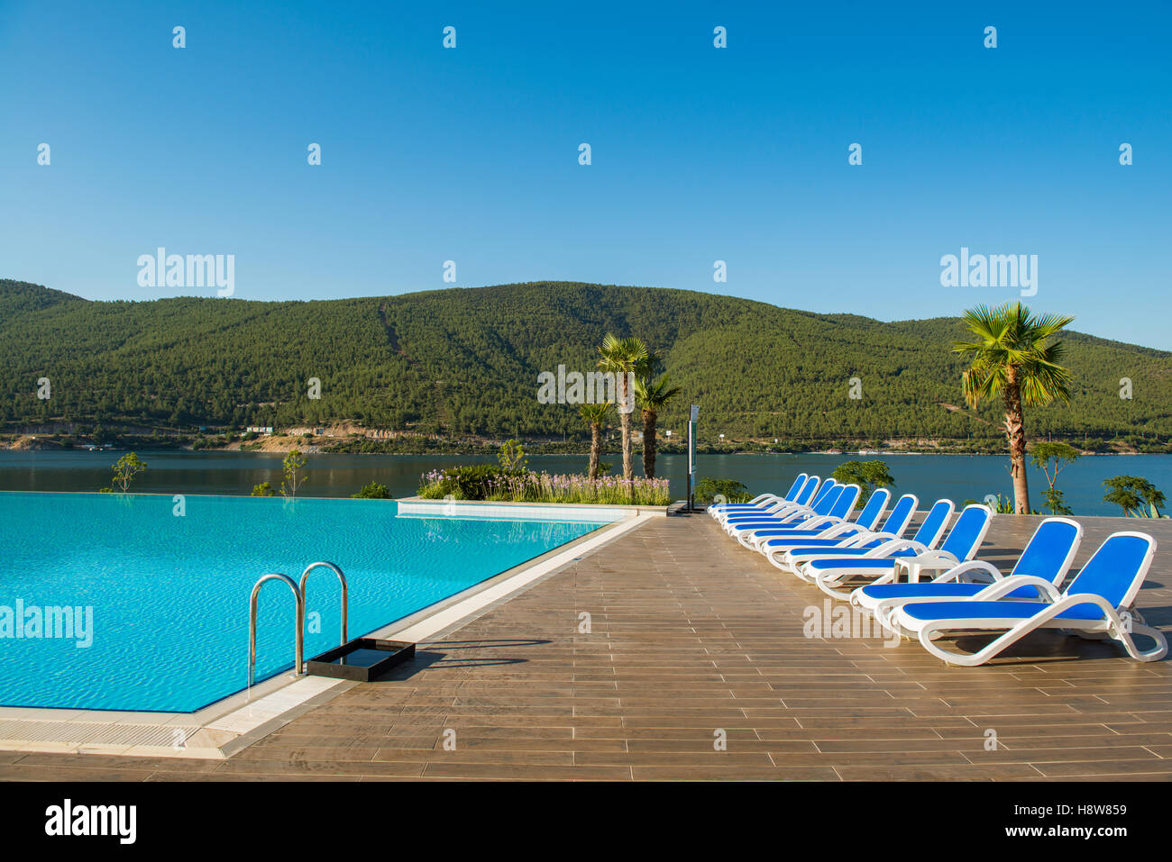 Nice swimming pool outdoors on bright summer day Stock Photo - Alamy