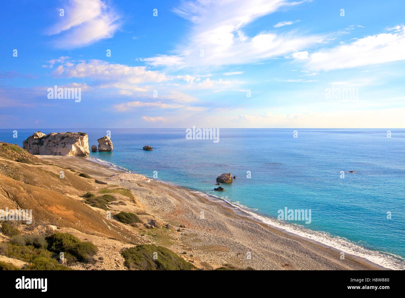 Aphrodite's Rock, Paphos, Cyprus, Eastern Mediterranean Sea Stock Photo ...