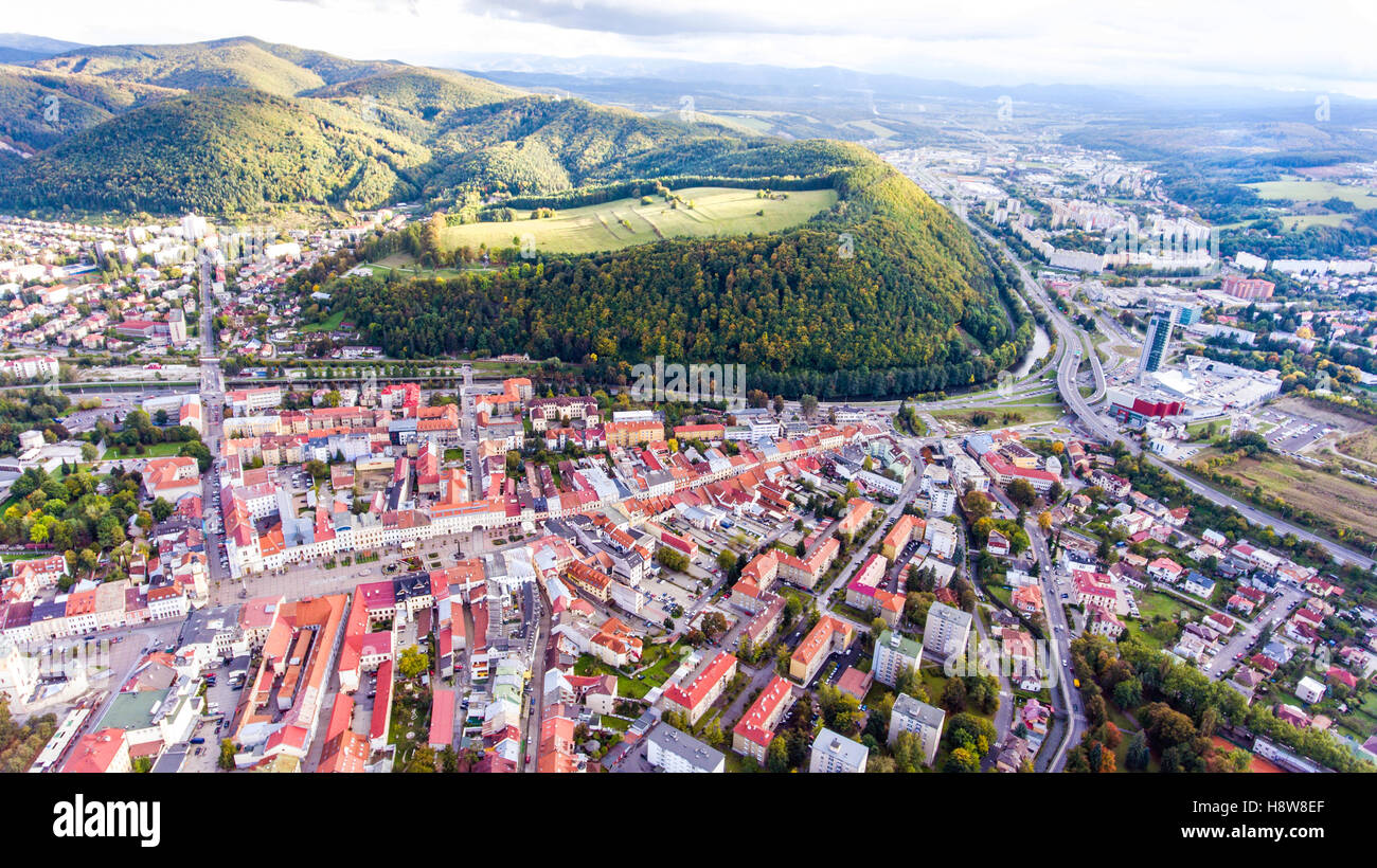 Aerial view of slovak town Banska Bystrica surrounded by hills Stock ...