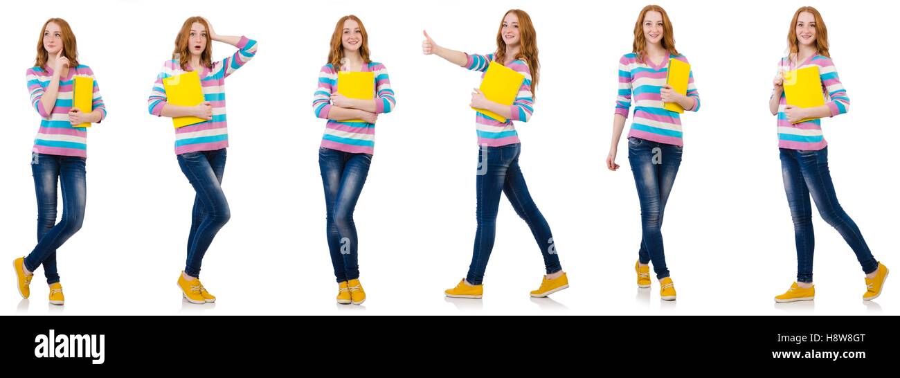 Young student with books isolated on white Stock Photo - Alamy