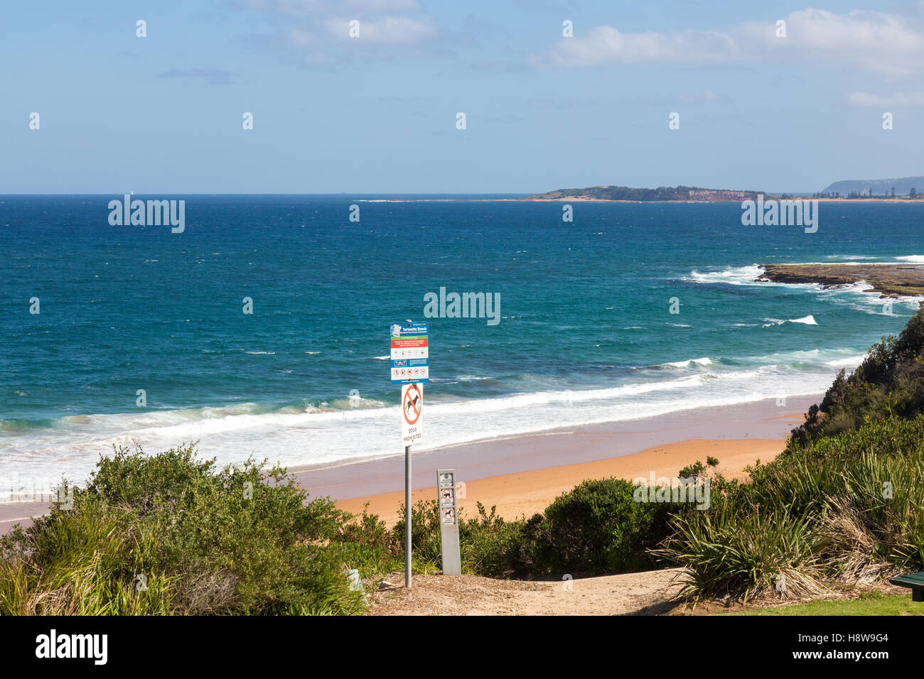 looking down on Turimetta beach, near warriewood , which is one of ...