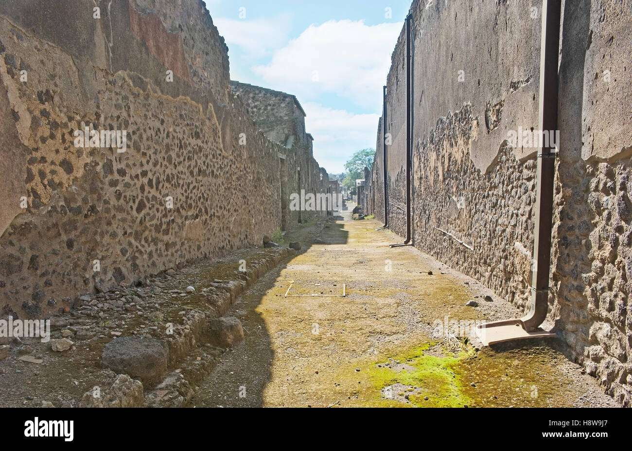 The stone walls of the different buildings of the ancient Roman city ...