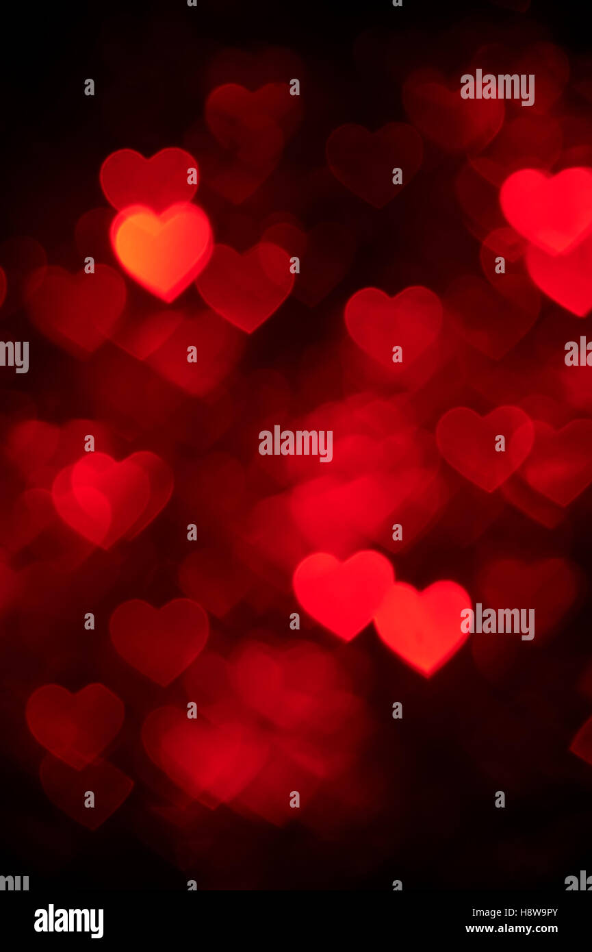 red heart bokeh background photo, abstract holiday backdrop Stock Photo ...