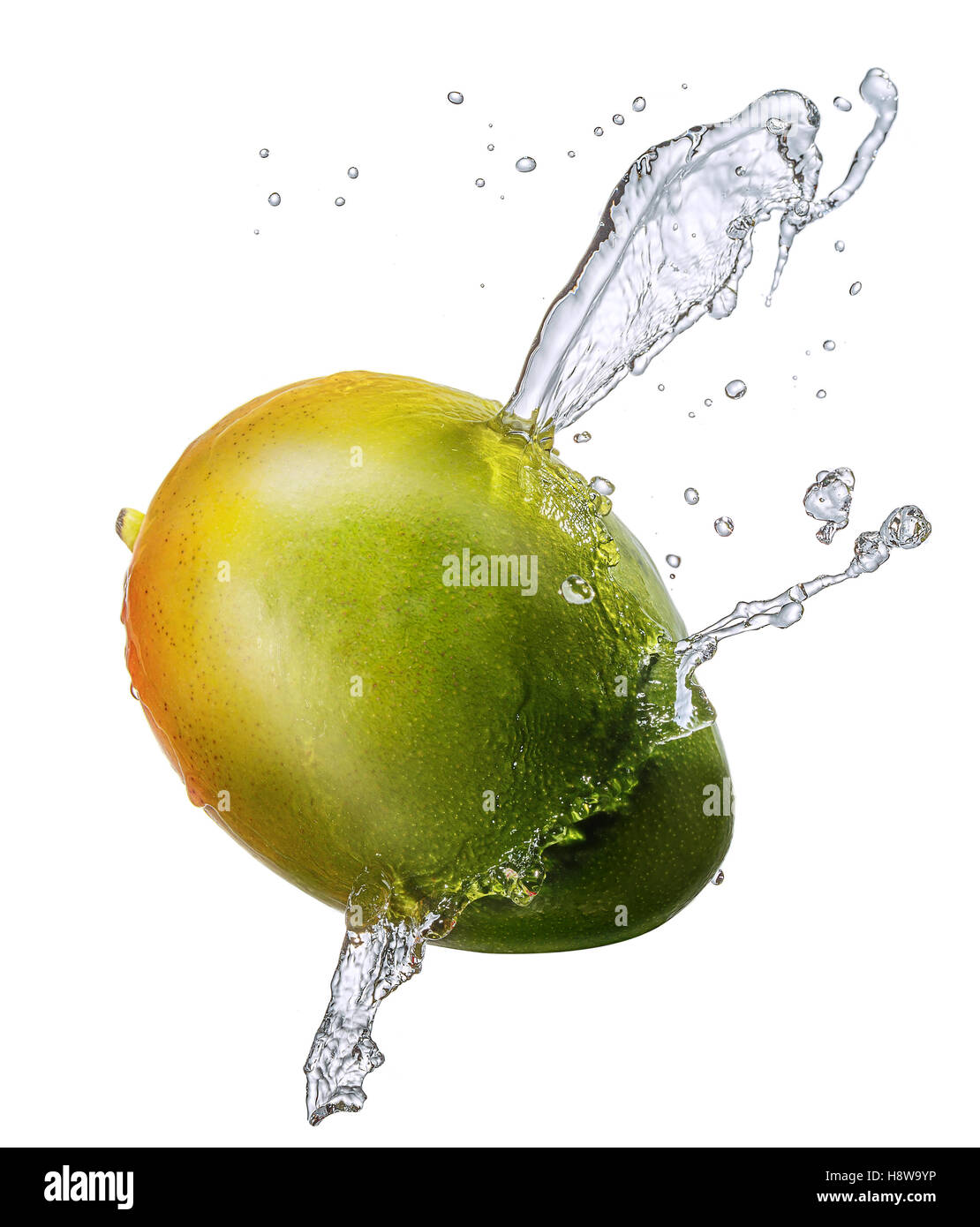 Water splash with mango isolated Stock Photo - Alamy