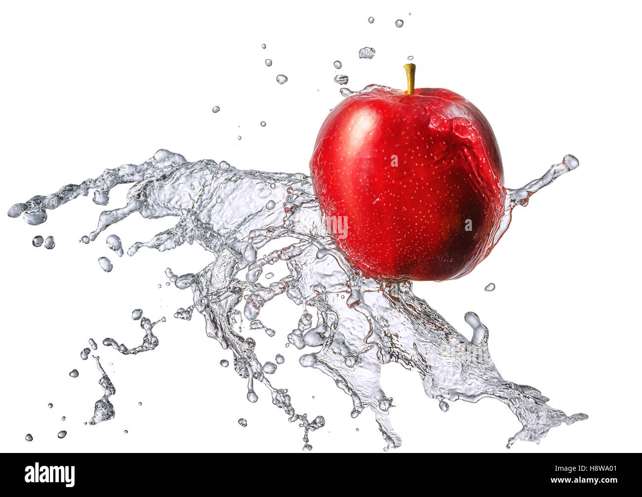 Water splash with apple isolated Stock Photo - Alamy