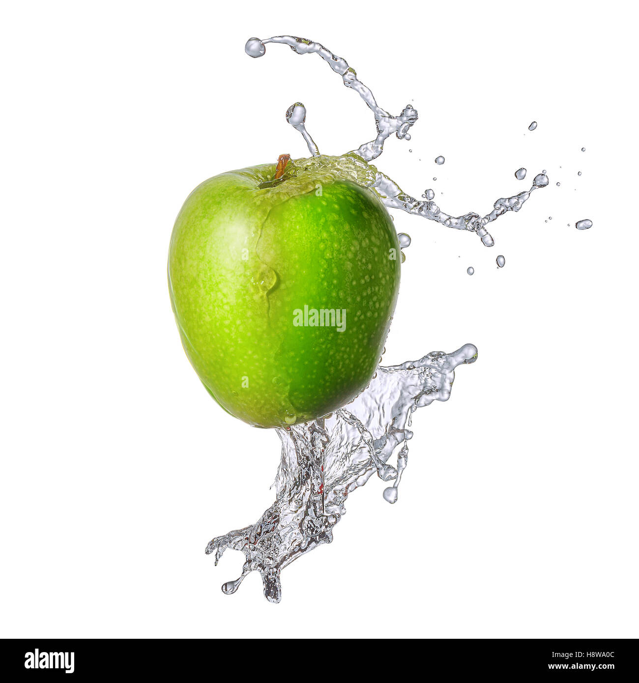 Water splash with apple isolated Stock Photo - Alamy