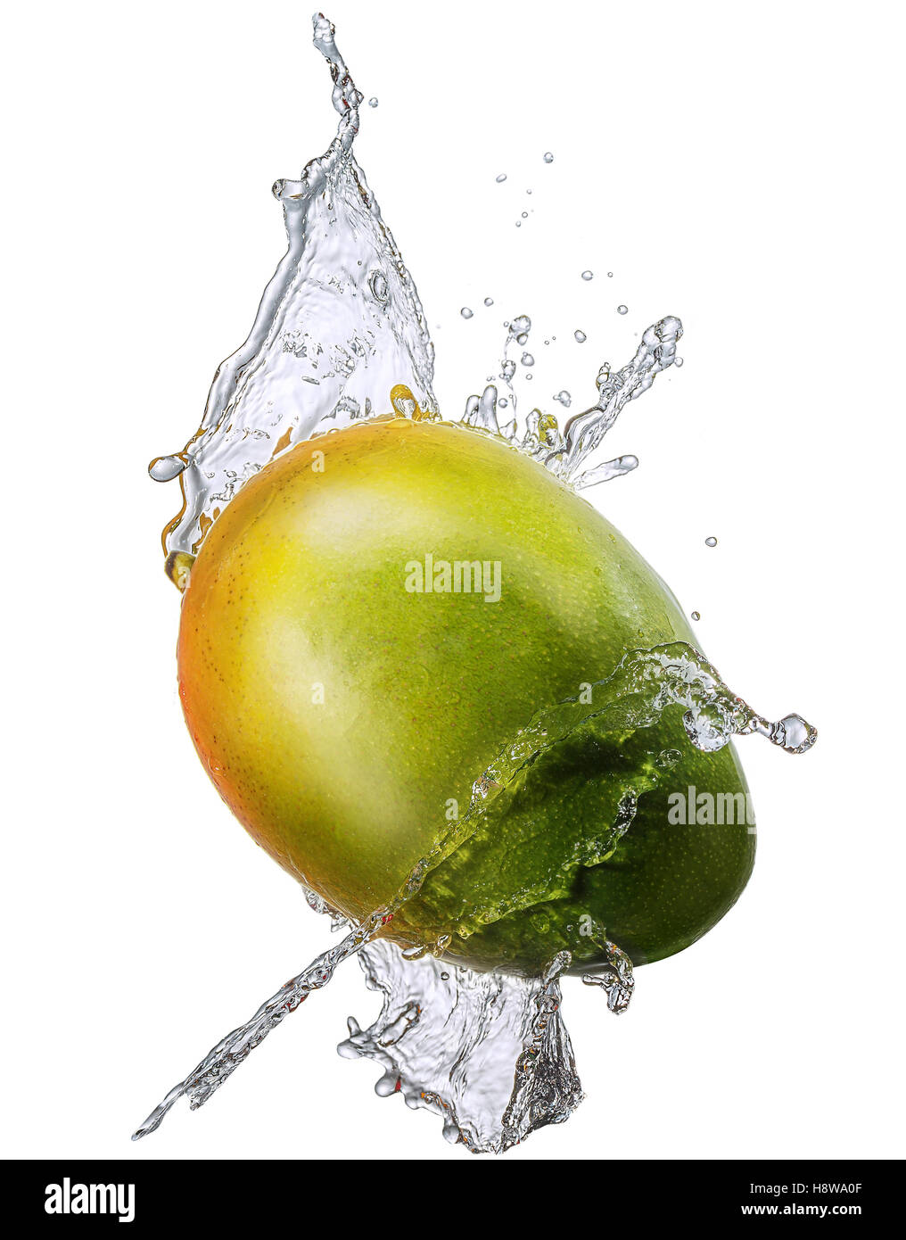 Water splash with mango isolated Stock Photo - Alamy