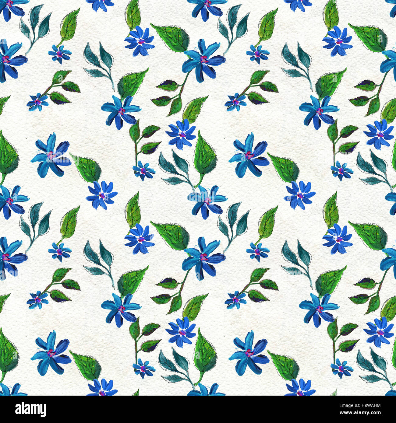 Seamless pattern with blue flowers Stock Photo - Alamy