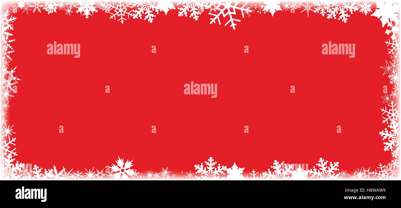 A Border of snowflakes in white over a red background Stock Vector ...