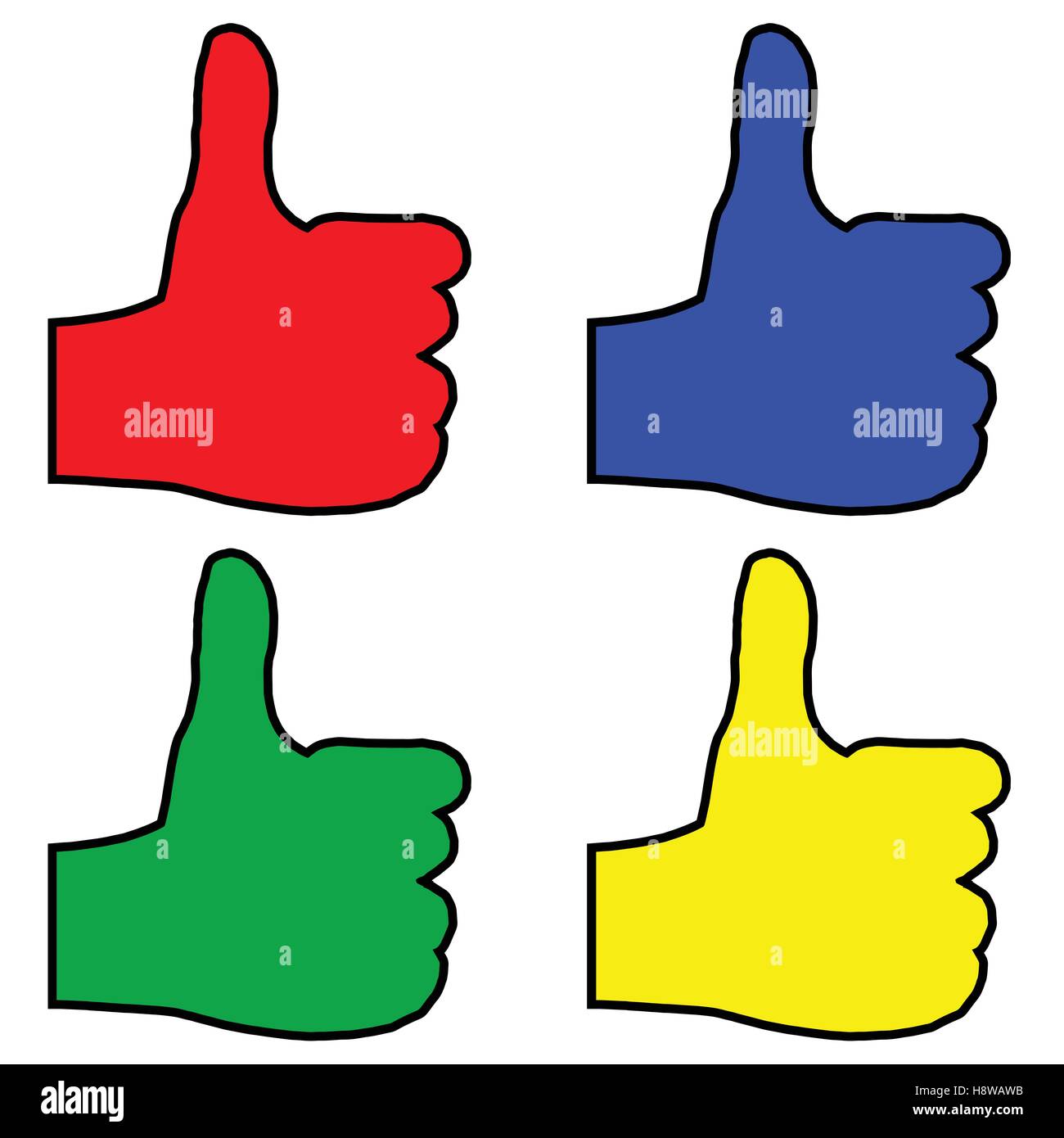 A green red blue and yellow hands giving the thumbs up sign all over a ...
