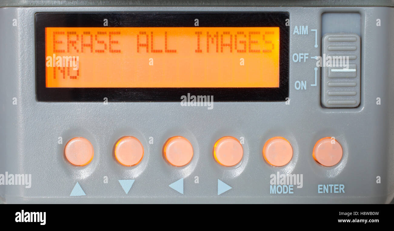 Setting on a game camera that allows all images to be erased Stock ...