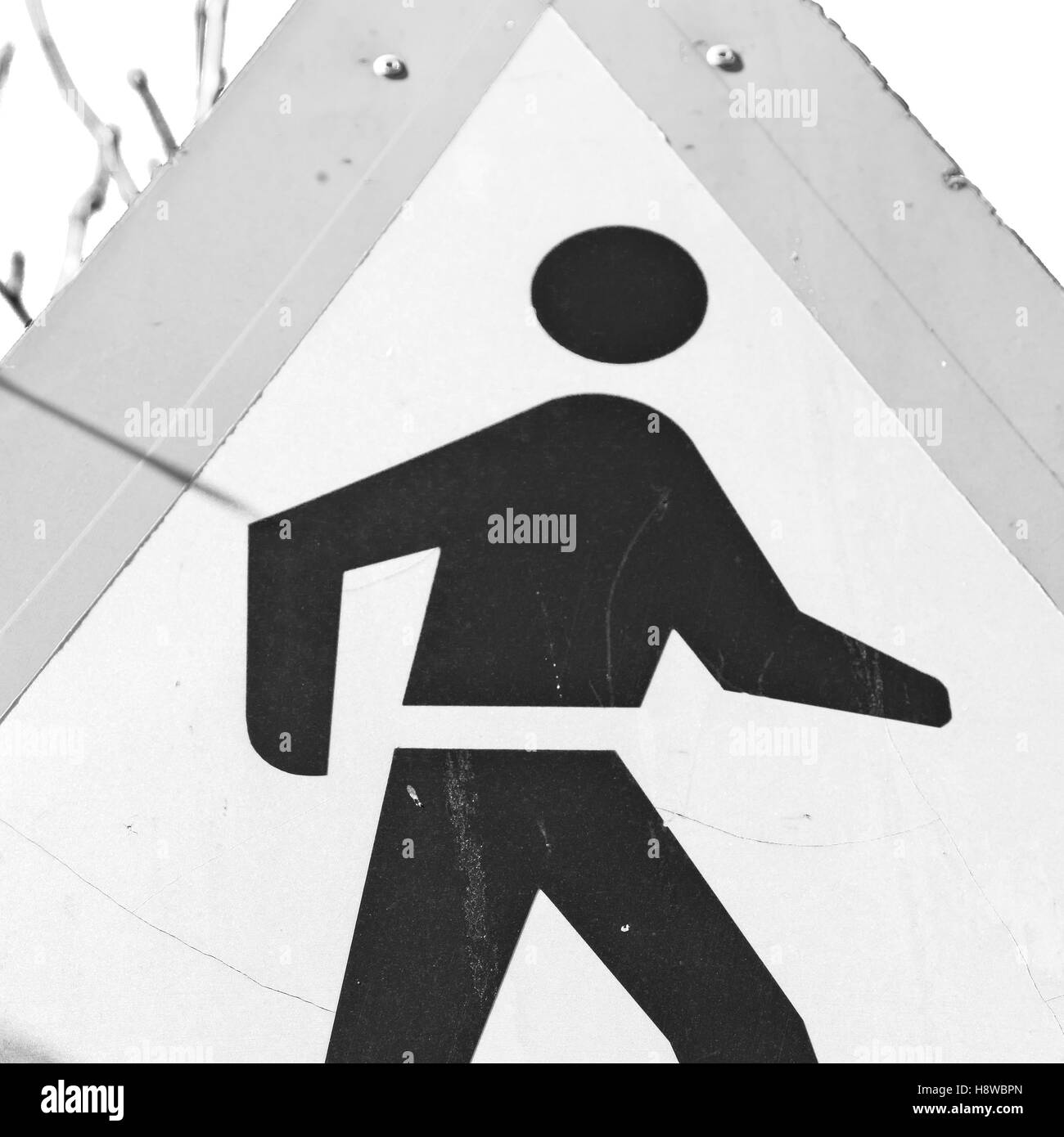 Warning men at work sign Black and White Stock Photos & Images - Alamy