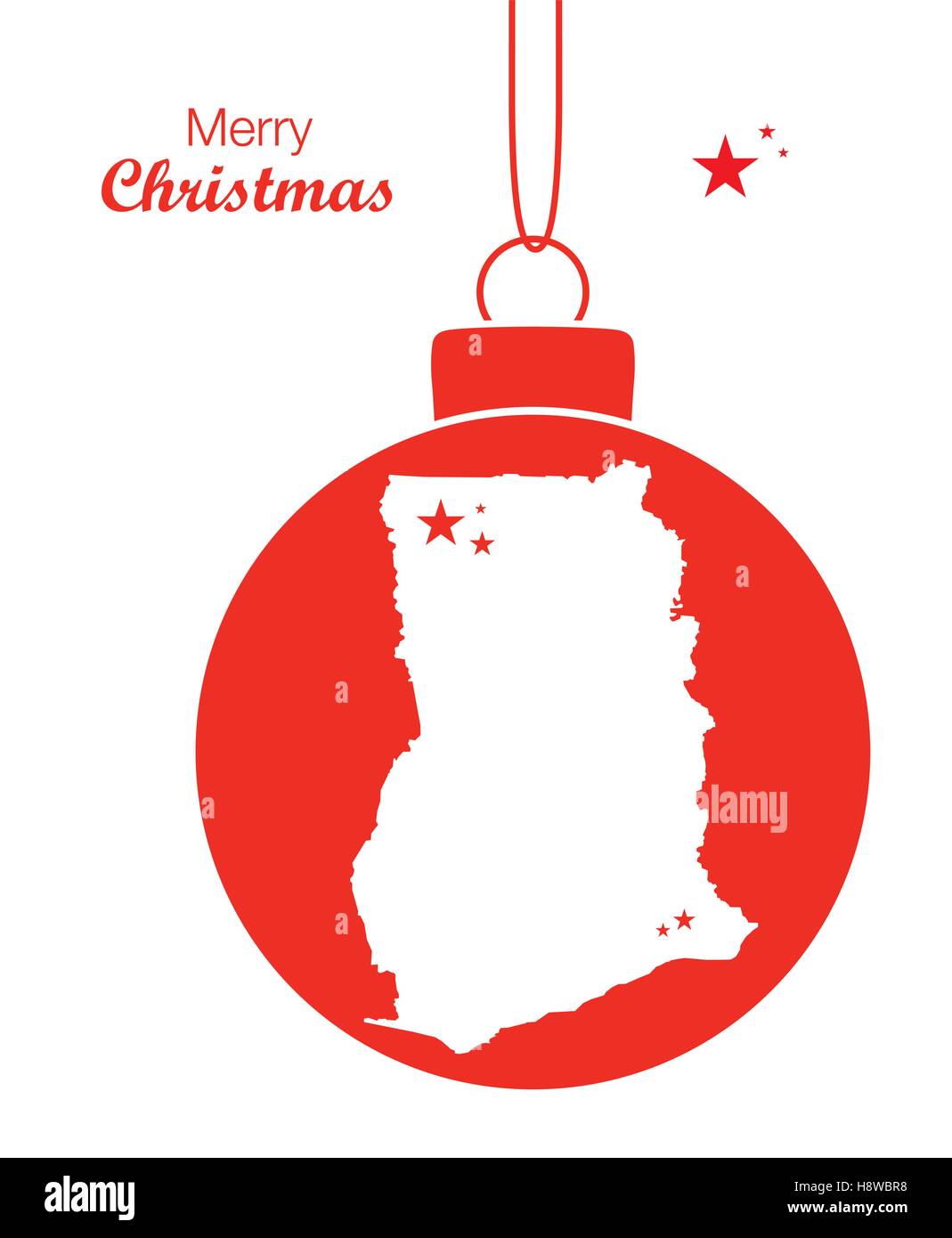 Merry Christmas illustration theme with map of Ghana Stock Vector Image ...