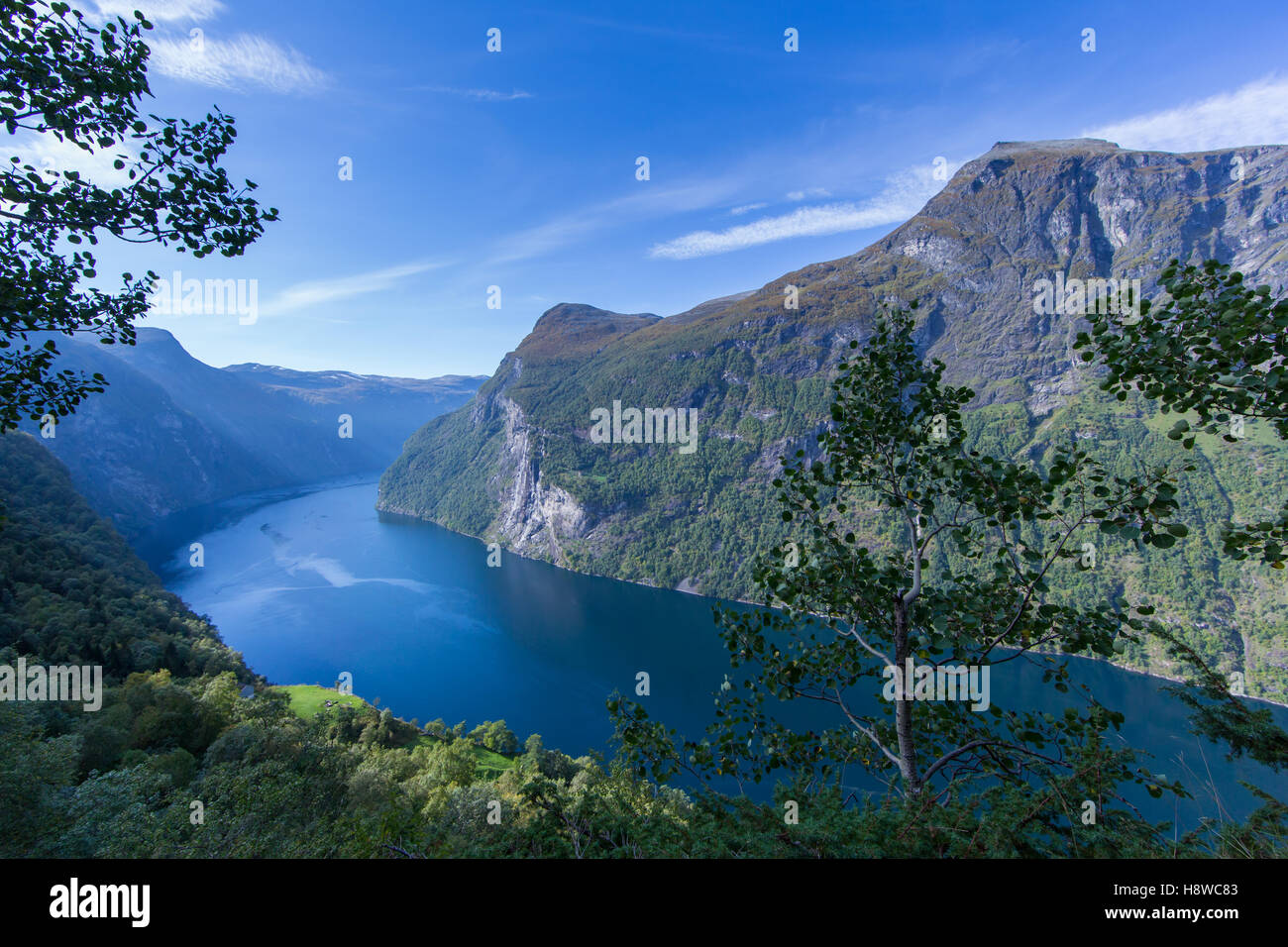 Top view on Geiranger fjord in norway Stock Photo - Alamy