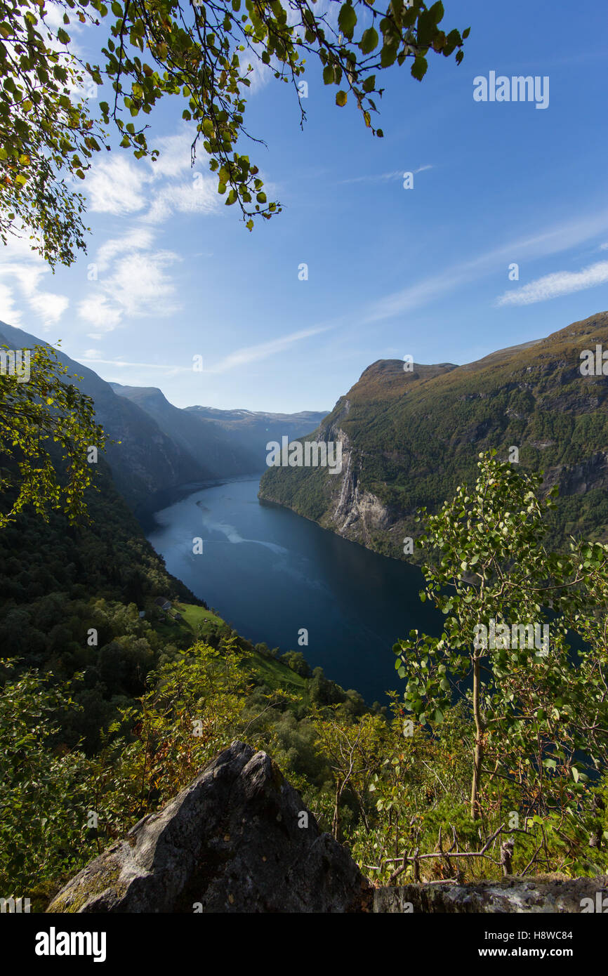 Top view on Geiranger fjord in norway Stock Photo - Alamy