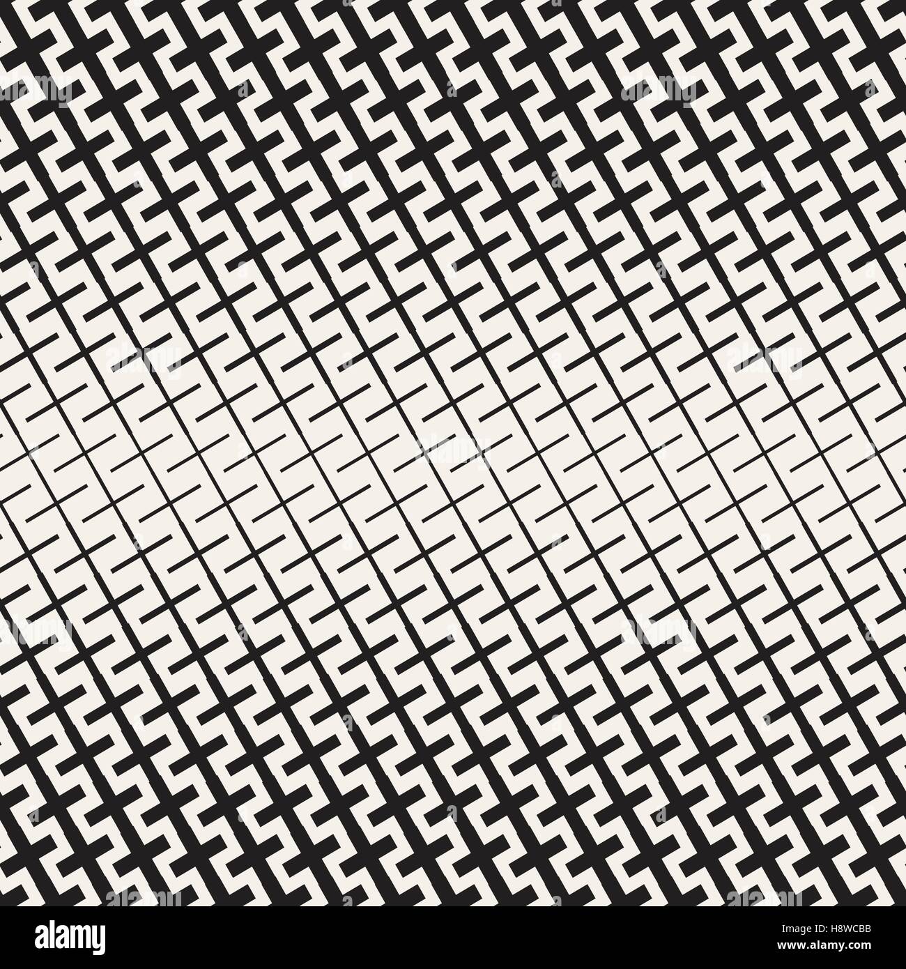 Cross Shapes Halftone Lattice. Vector Seamless Black and White Pattern ...