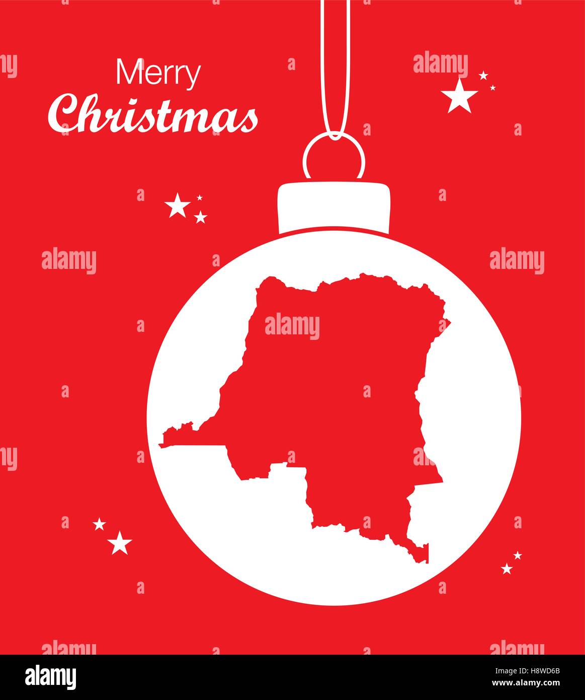Merry Christmas illustration theme with map of Congo the democratic ...