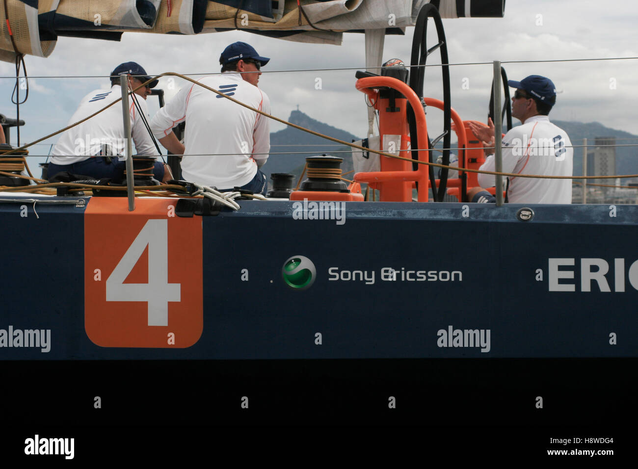 Volvo Ocean Rave 2008-2009 yacht with Christ statue in background Stock ...