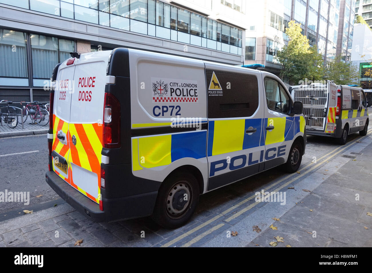 Police Vans adapted to take police dogs parked on the street, City of ...