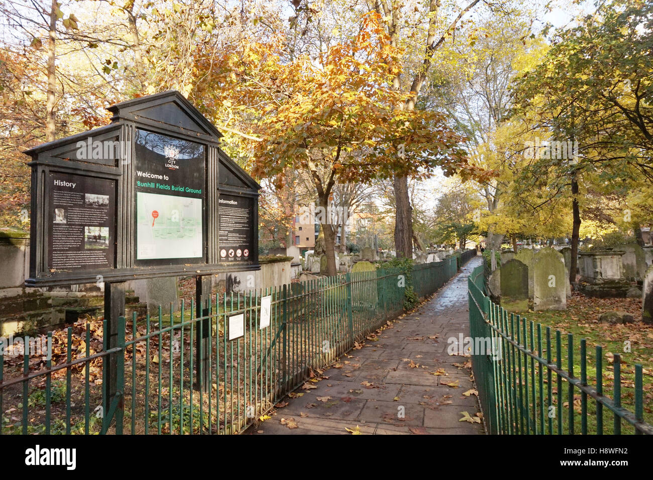 Bunhill Fields Burial Ground Cemetery, London, England, Uk Stock Photo ...