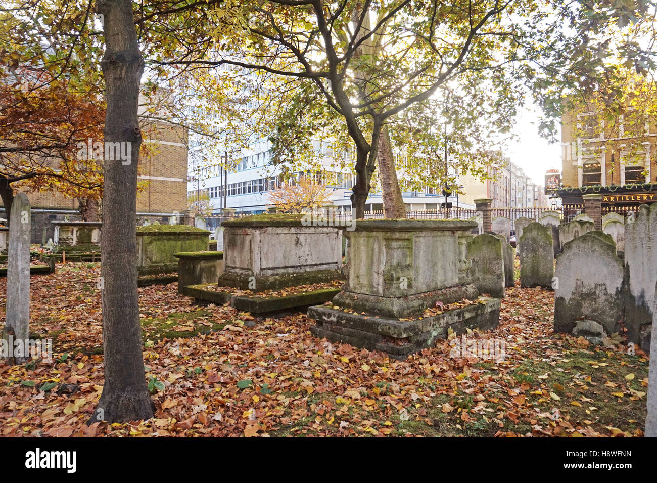 Bunhill Fields Burial Ground Cemetery, London, England, Uk Stock Photo ...