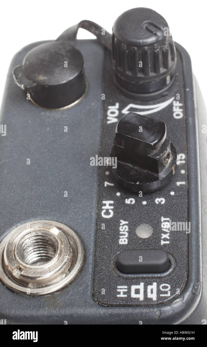 Channel power and volume controls on a handheld radio Stock Photo - Alamy