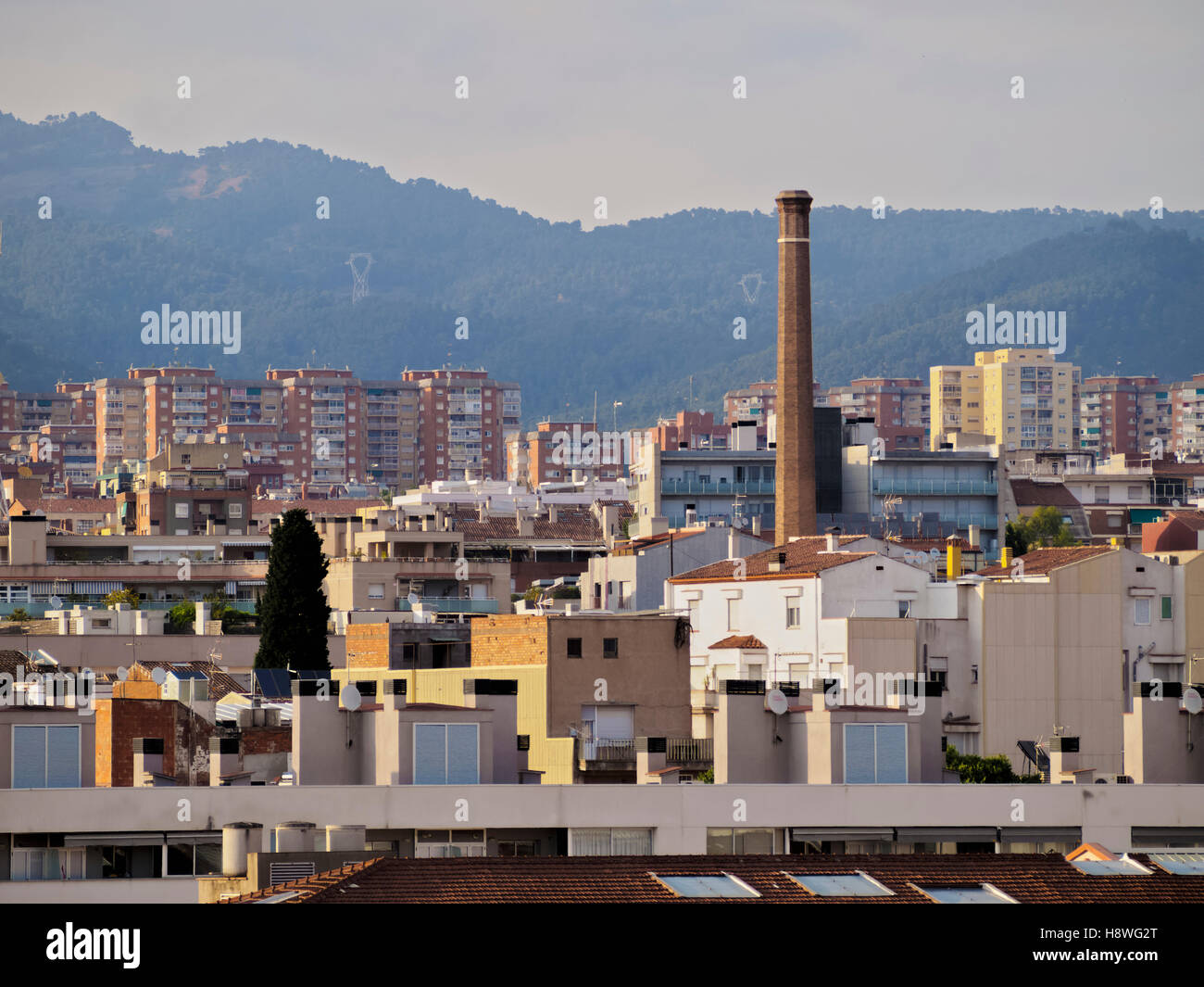 Spain, Catalonia, Barcelona Province, Terrassa, Elevated view of the ...